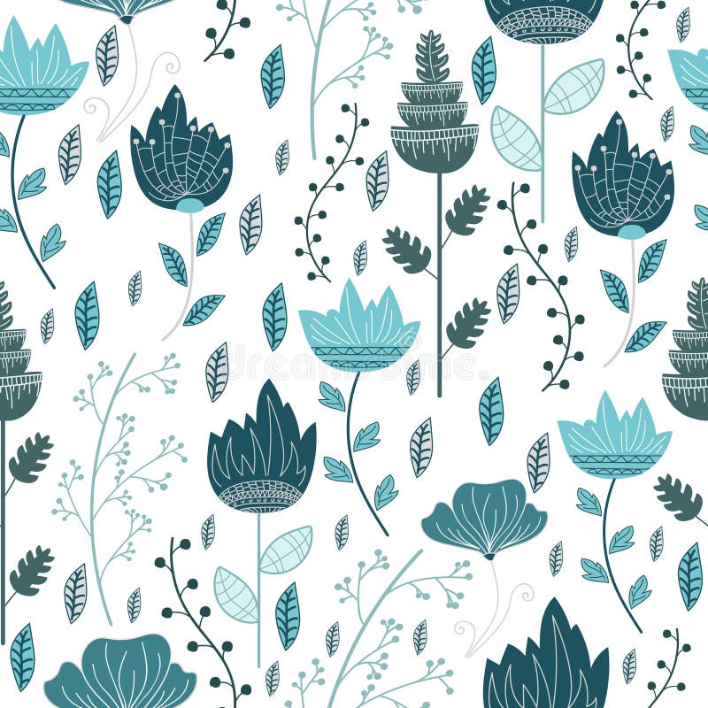 Floral Frozen White Pattern Stock Vector - Illustration of flower, leaf ...
