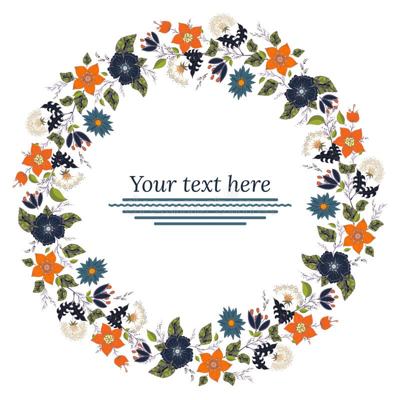 Floral Garland, Floral Wreath Stock Illustration - Illustration of draw ...