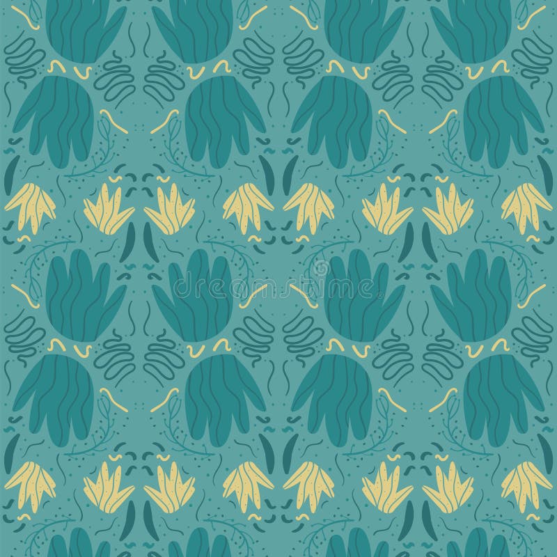 Floral Geometric Stylized Retro Abstract Seamless Pattern. Flowers ...