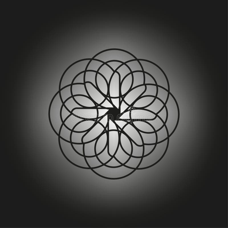 Floral Glow Icon. Symmetrical Petal Shape. Black Soft Background ...