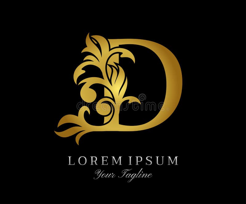 Floral Gold D Luxury Logo Icon. Classy D Letter Logo Design Vector ...