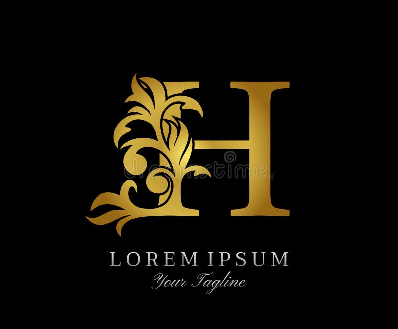 Floral Gold H Luxury Logo Icon. Classy H Letter Logo Design Vector ...