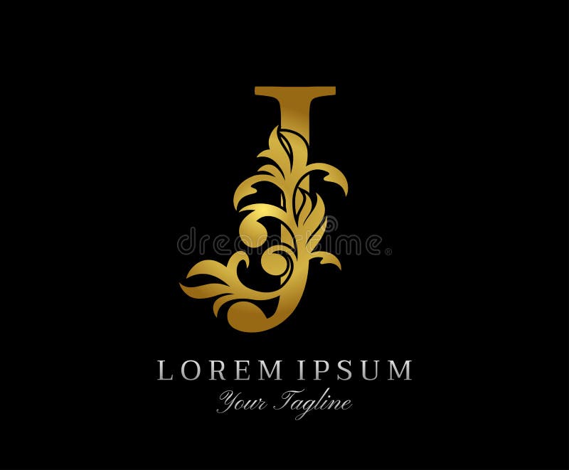 Floral Gold J Luxury Logo Icon. Classy J Letter Logo Design Vector ...