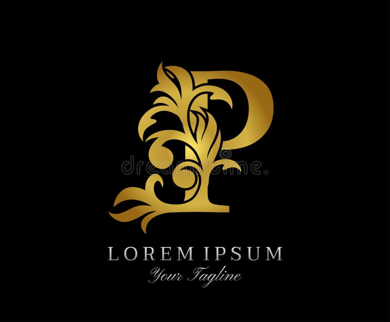 Floral Gold P Luxury Logo Icon. Classy P Letter Logo Design Vector ...