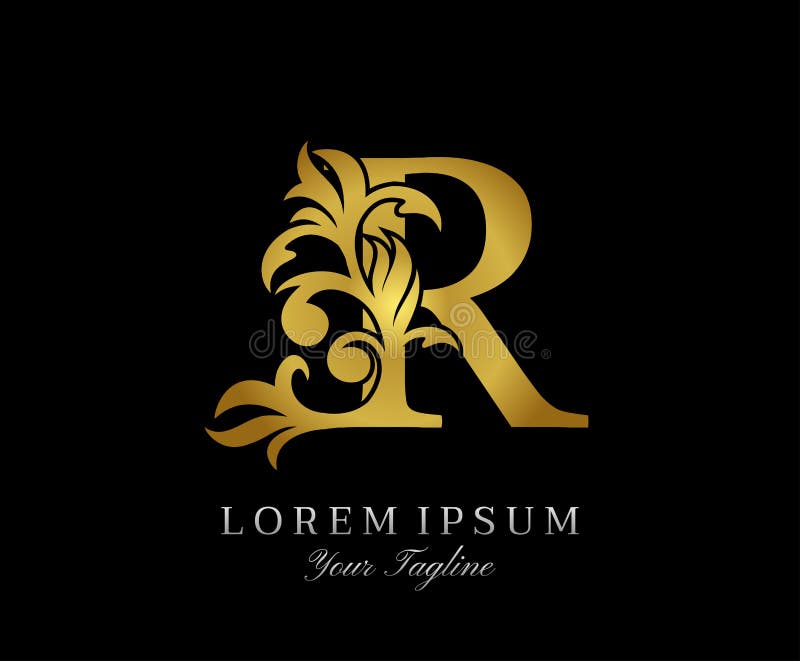 Floral Gold R Luxury Logo Icon. Classy R Letter Logo Design Vector ...