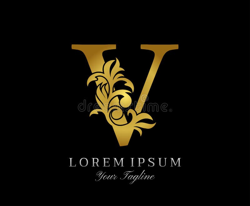 Floral Gold V Luxury Logo Icon. Classy V Letter Logo Design Vector ...