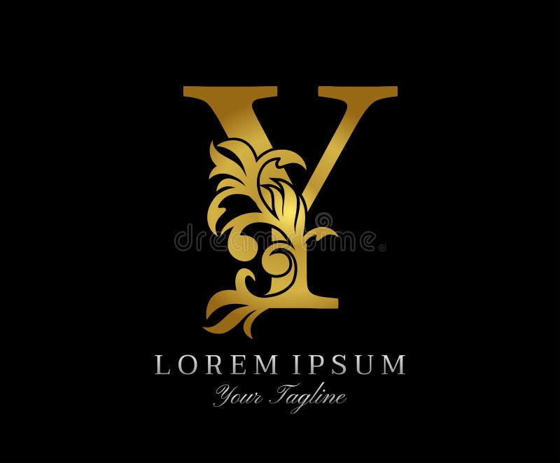 Floral Gold Y Luxury Logo Icon. Classy Y Letter Logo Design Vector ...