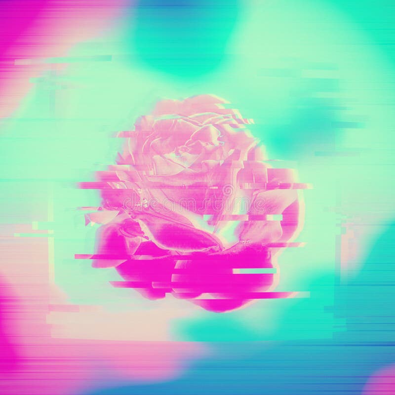 Floral Gradient Background with Glitch Stock Illustration ...