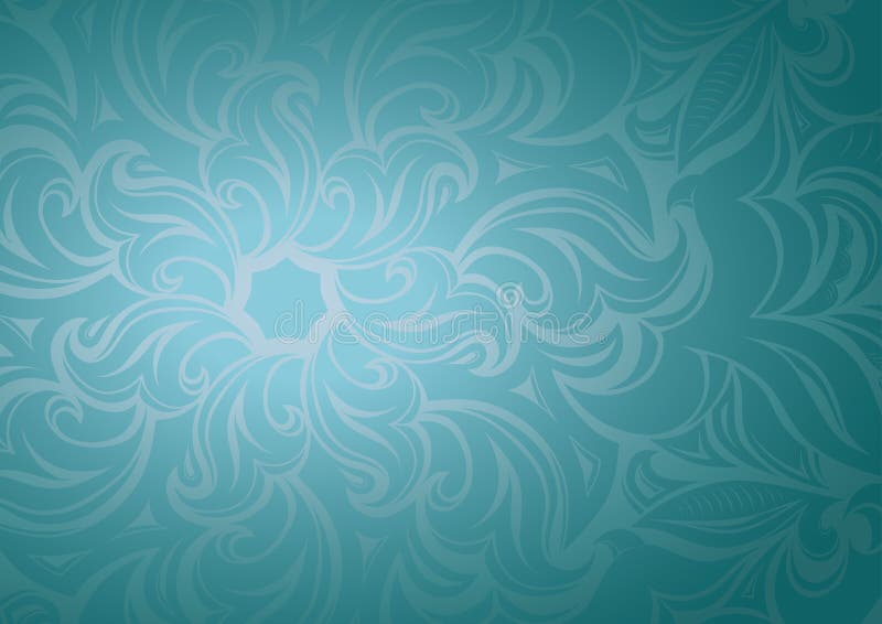 Floral Gradient Wallpaper in Blue with Stylized Flowers and Foliage ...