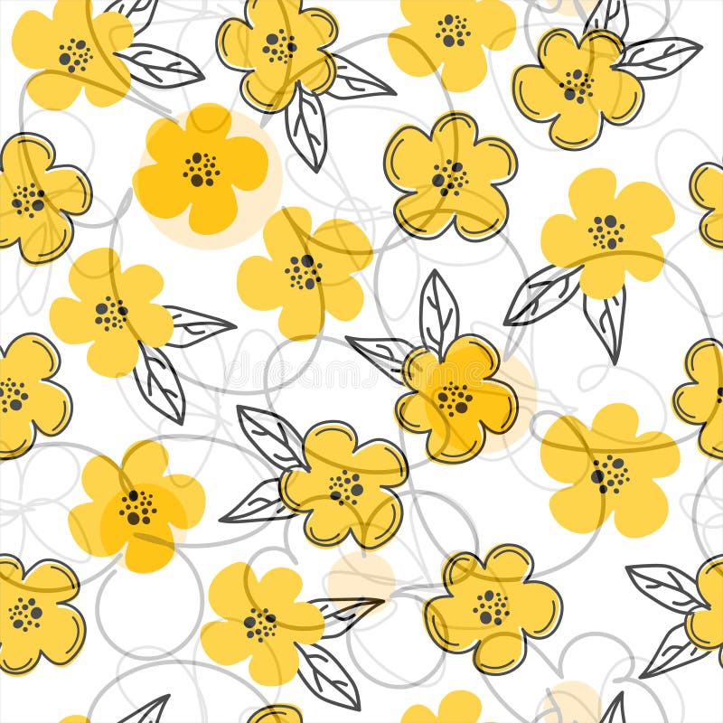 Floral Graphic Scribble Design. Seamless Pattern. Set. Abstract Minimal ...