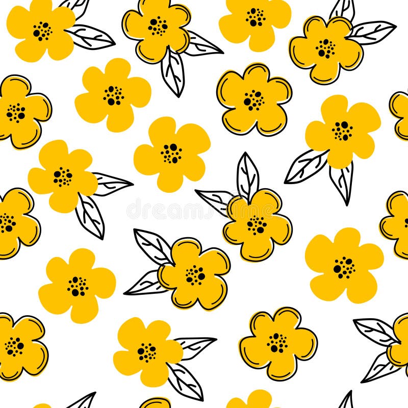 Floral Graphic Scribble Design. Seamless Pattern. Set. Abstract Minimal ...