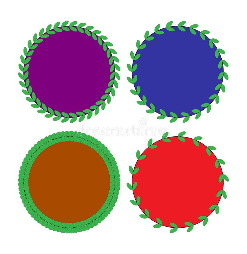 Floral Green Leaf Frame Design Elements. Color Full Circle and Outer ...