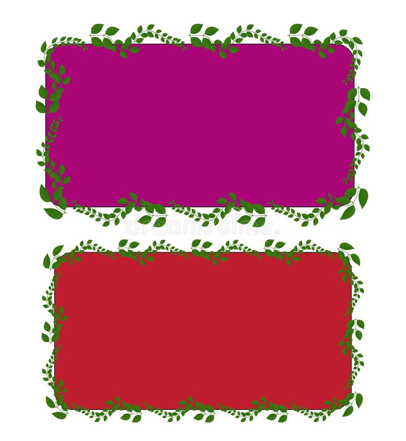 Floral Green Leaf Frame Design Elements. Color Full Circle and Outer ...