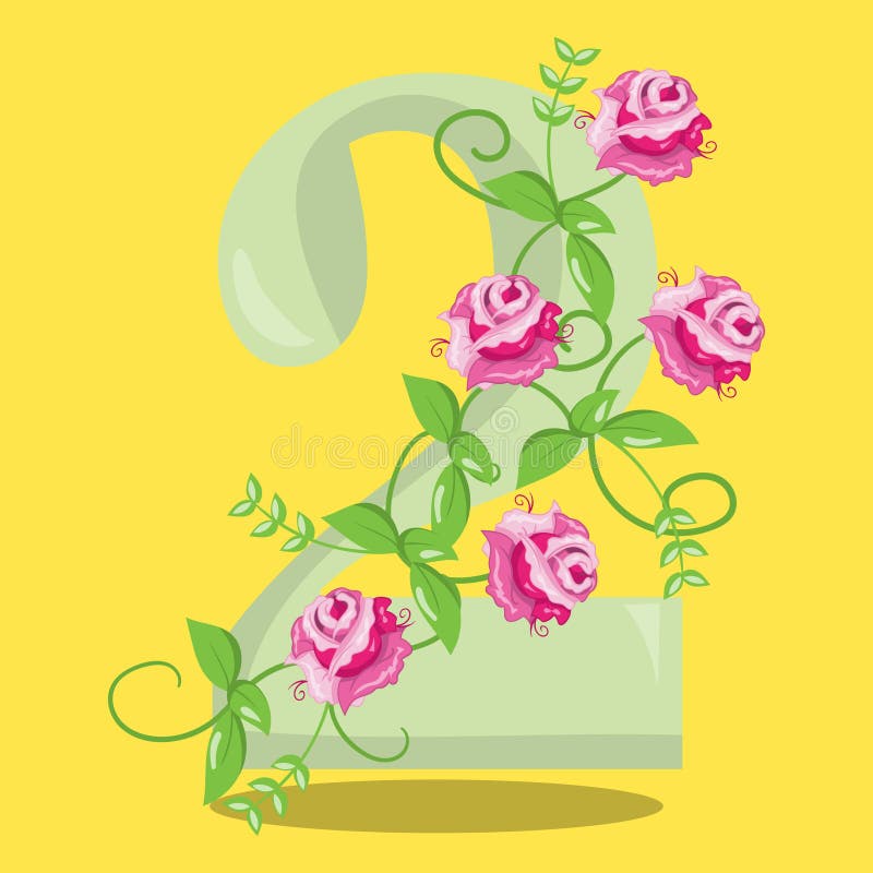 Floral green number 02 stock vector. Illustration of number - 198986559