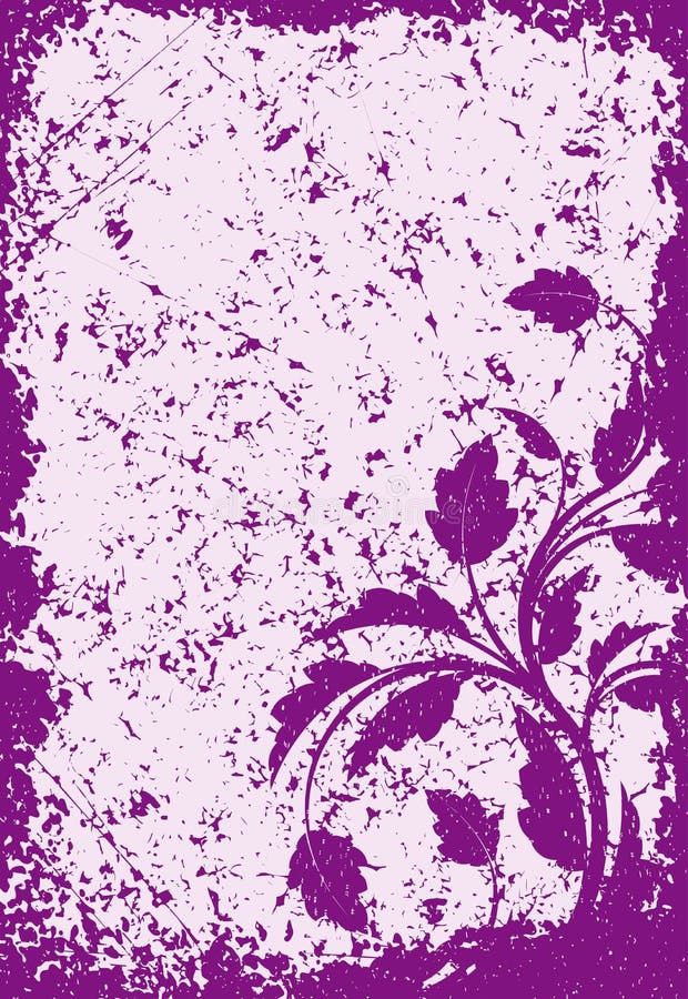 Floral Grunge Vector Background in Violet Tones for Your Design Stock ...