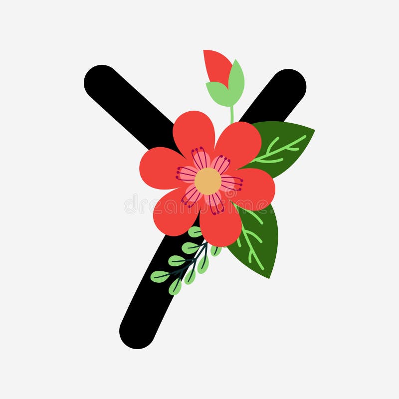 Floral Hand-drawn Font Y Alphabet Stock Vector - Illustration of ...