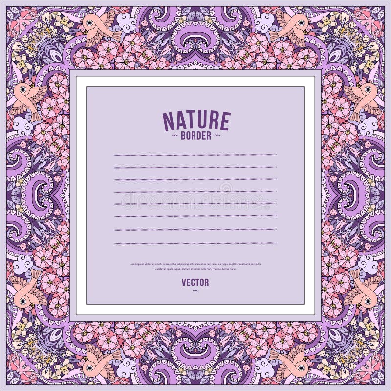 Floral Vector Border. Nature Illustration Stock Vector - Illustration ...