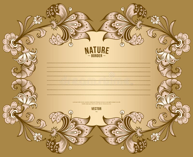 Floral Hand Drawn Vector Border Stock Vector - Illustration of hand ...