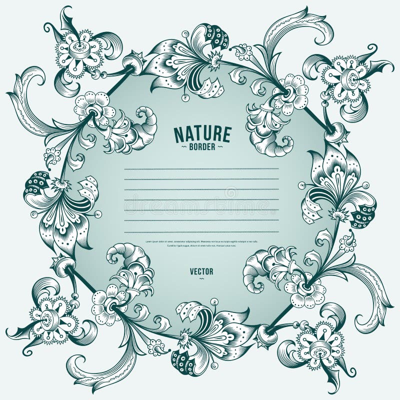 Floral Hand Drawn Vector Border Stock Vector - Illustration of ...