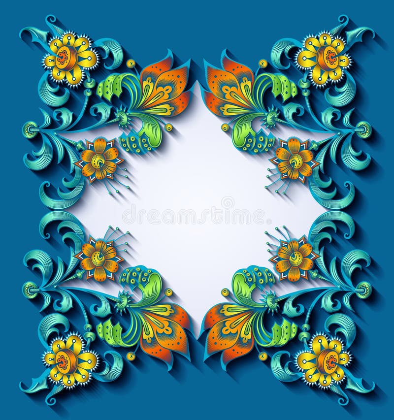 Floral Hand Drawn Vector Border. Nature Elements and Objects Stock ...