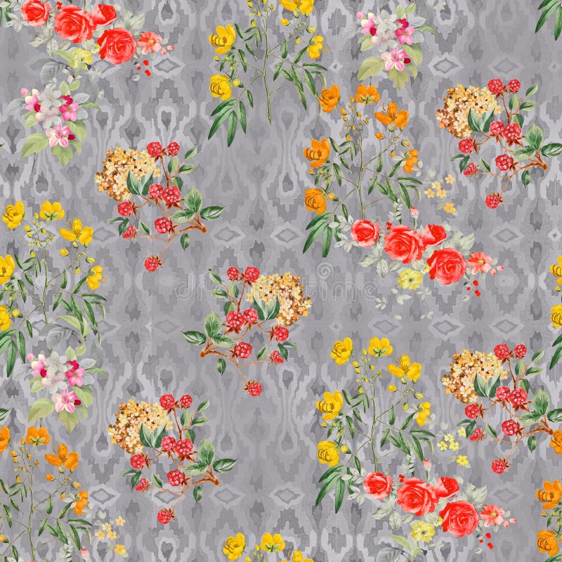 Floral Hand Made Digital Design Pattern, Colours Available in Design ...