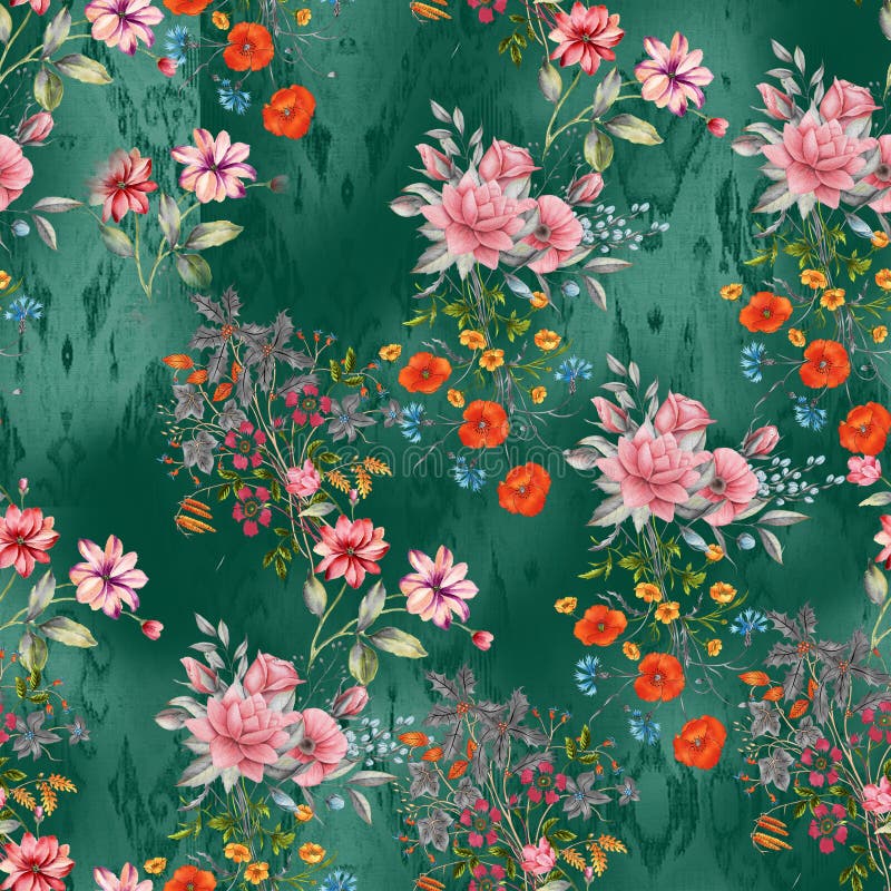Floral Hand Made Digital Design Pattern,42 Colours Available in Design ...