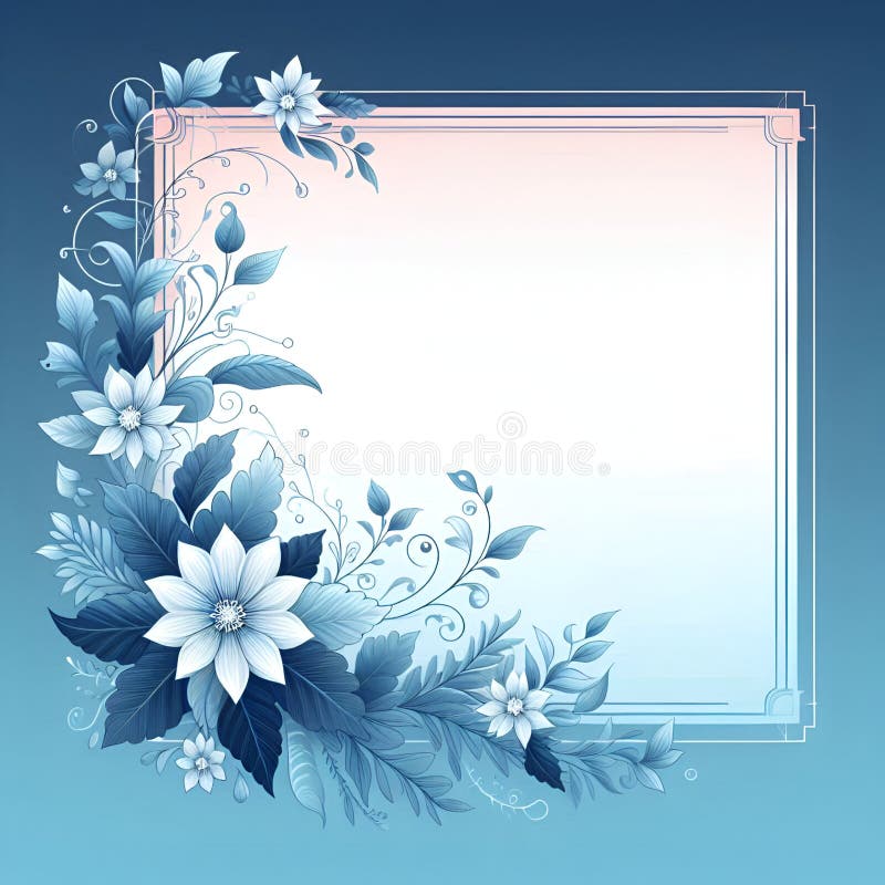 Floral Harmony: Square Frame with Leaf and Flower Accents Stock ...