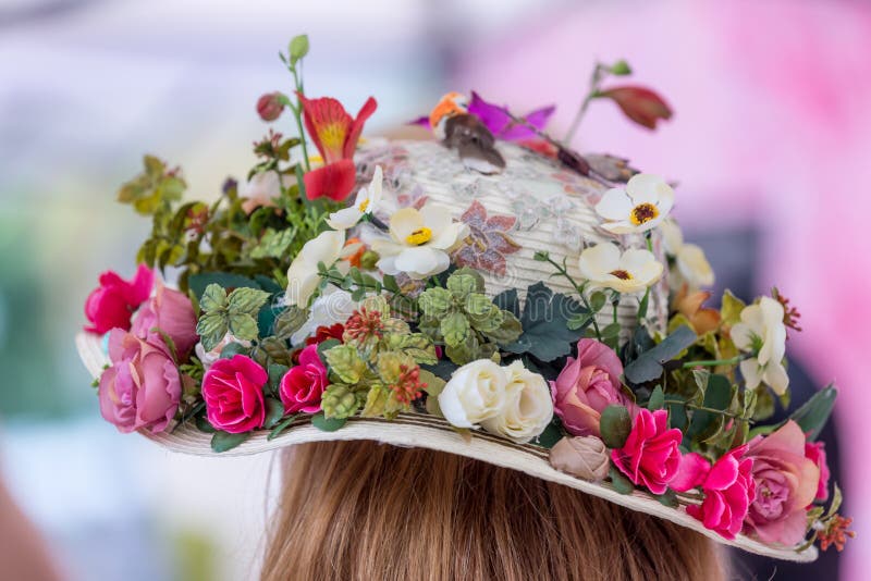 Floral hat stock photo. Image of decorated, bloom, blossom - 55843320