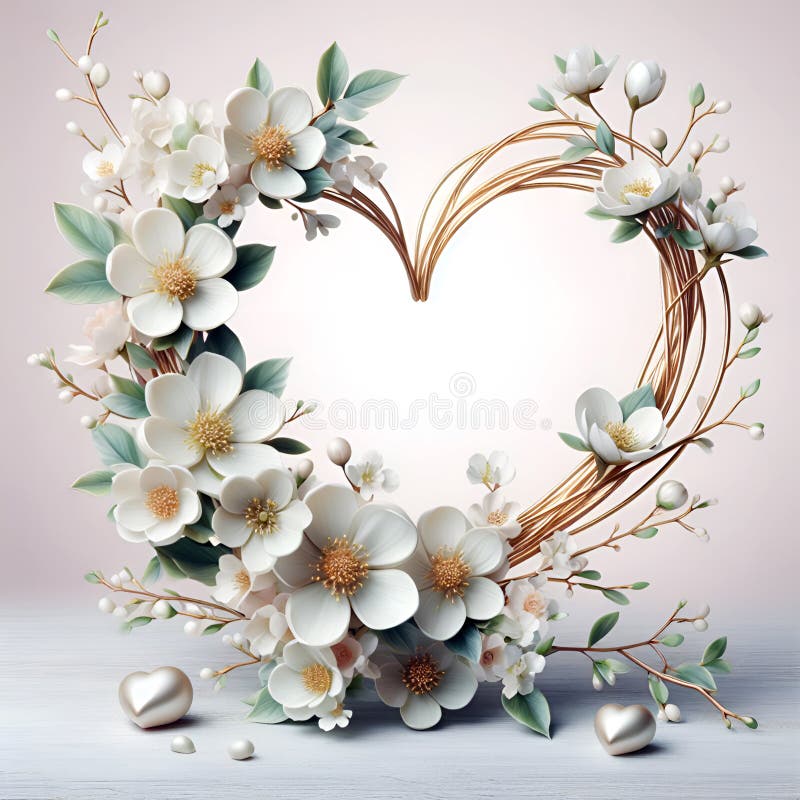 A floral heart frame . stock illustration. Illustration of sketch ...
