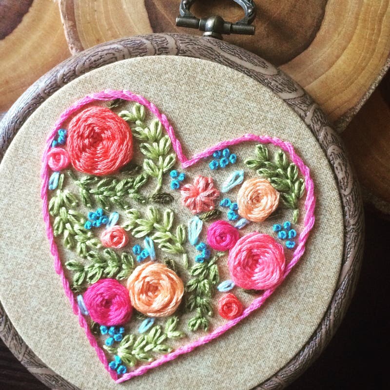 Floral Heart stock image. Image of spring, floral, embroidery - 75085531