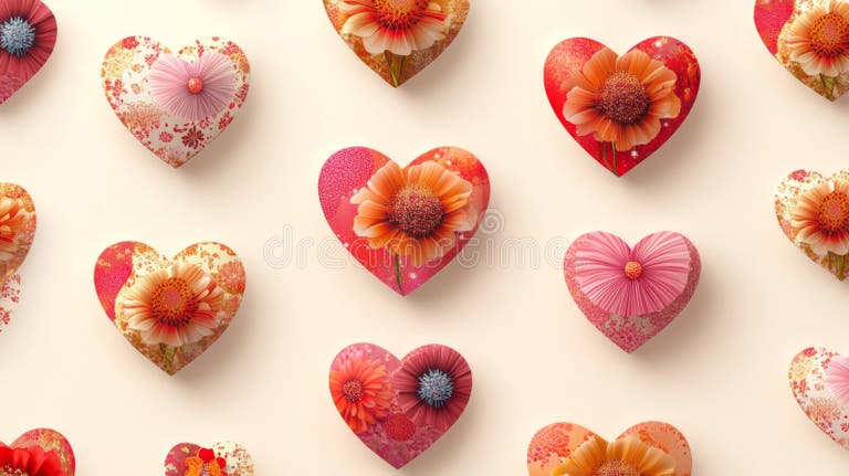 Floral Hearts Pattern a Lovely Romantic Design Stock Illustration ...