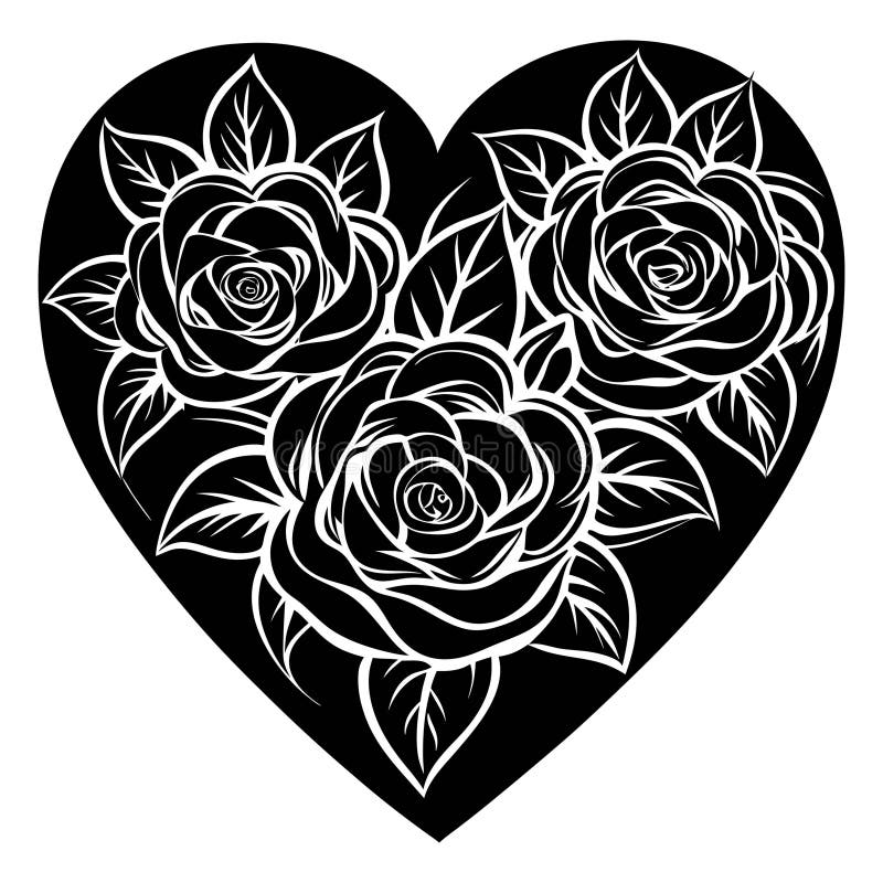 Floral hearts with rose stock vector. Illustration of symmetry - 351027252