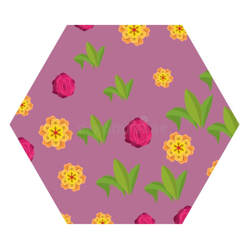 Floral hexagon shape frame stock vector. Illustration of frame - 134920174