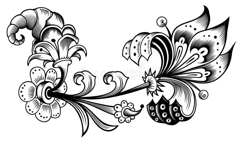 Floral Illustration. Engraved Nature Elements Stock Vector ...