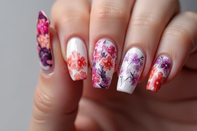 Floral Inspired Nail Masterpieces Stock Illustration - Illustration of ...