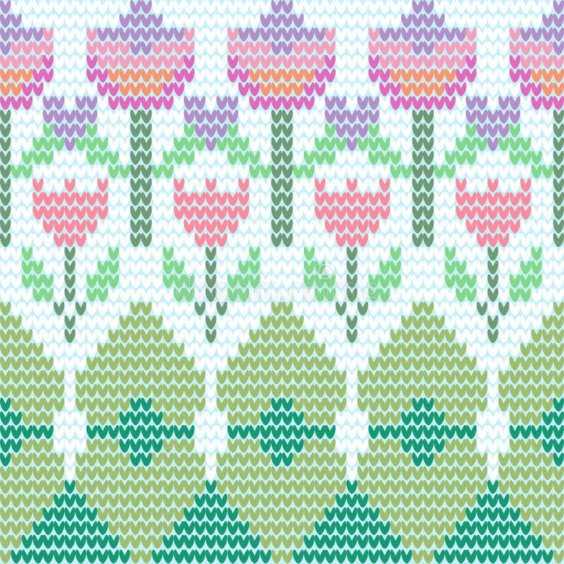 Floral Knitted Pattern - Spring Vibes Stock Vector - Illustration of ...