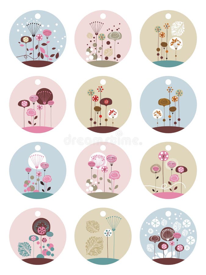 Floral Labels Set stock vector. Illustration of dandelion - 26544263