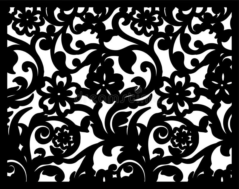 Floral Laser Cutting Design with Intricate Patterns Stock Vector ...
