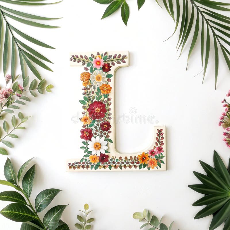 Floral Letter L on Transparent Background Stock Illustration ...