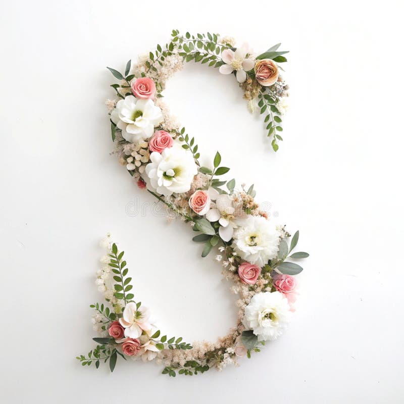 Floral Letter "S" Isolated on Transparent Background Stock Illustration ...