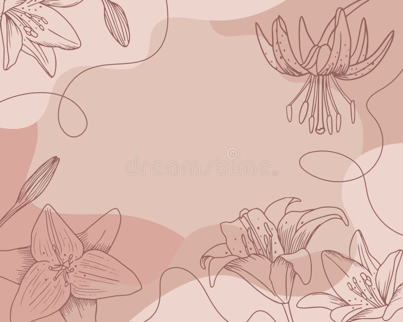 Floral Lily Background. Vector Hand Drawn Style, Template Stock Vector ...