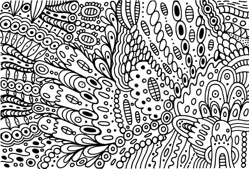Floral Line Art Doodle Ornament With Patterns And Leaves Zendoodle