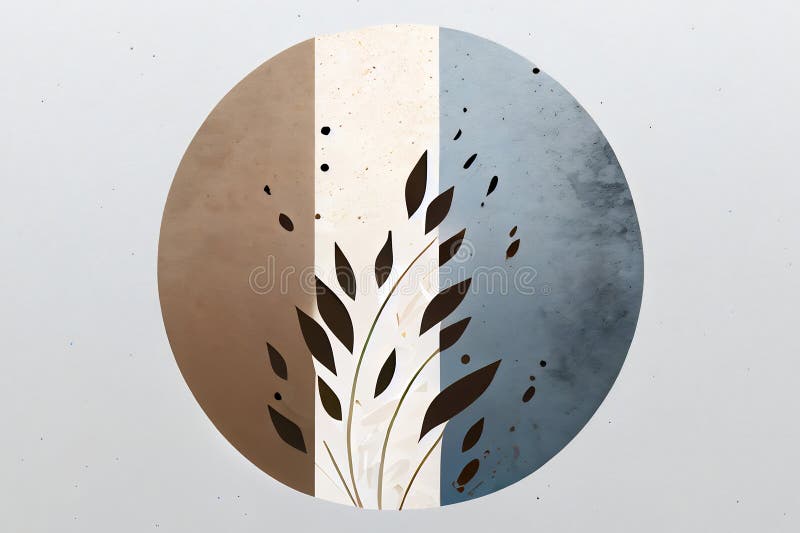 Floral Logo with Pale Brown and Blue Color Design Stock Illustration ...