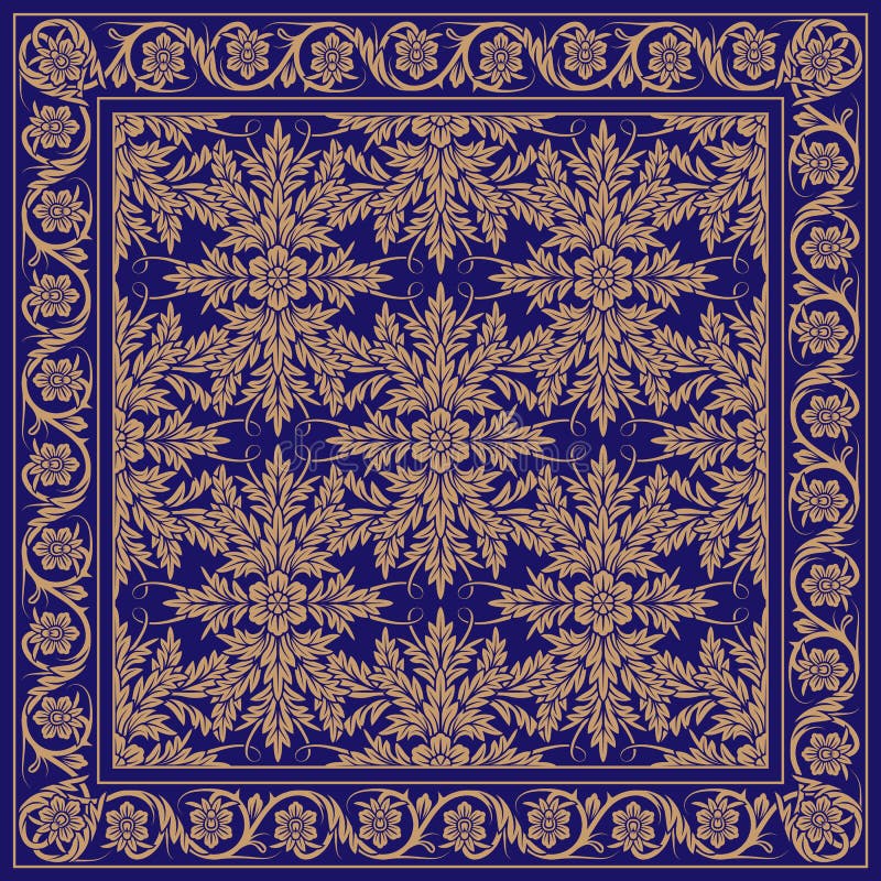Floral Luxury Square Pattern Scarf Design Stock Vector - Illustration ...