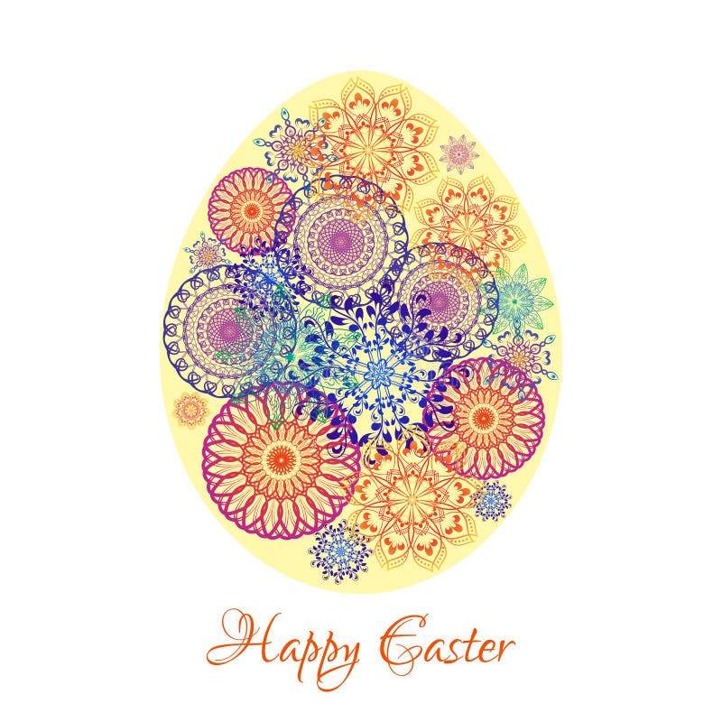 Floral Mandala Pattern in the Shape of an Egg. Happy Easter Stock ...