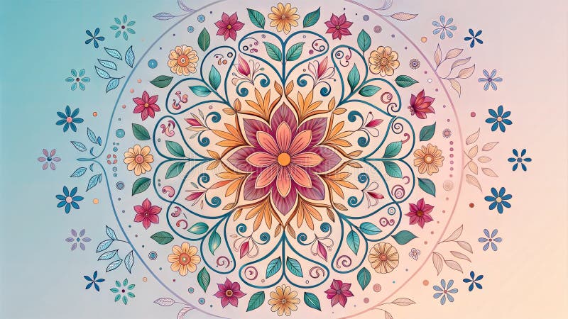 Floral Mandala Pattern with Soft Color Gradient Stock Photo - Image of ...