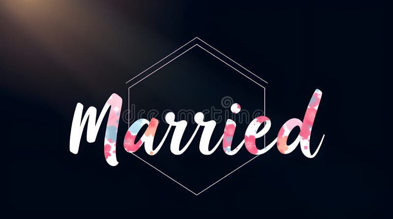 Floral Married Text with Hexagon Outline Stock Illustration ...