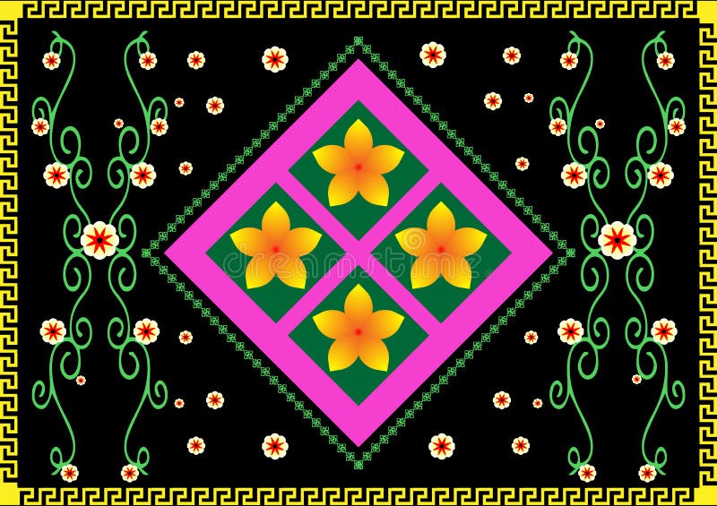 Floral Mat Pattern Back Drop Stock Vector - Illustration of black, vine ...