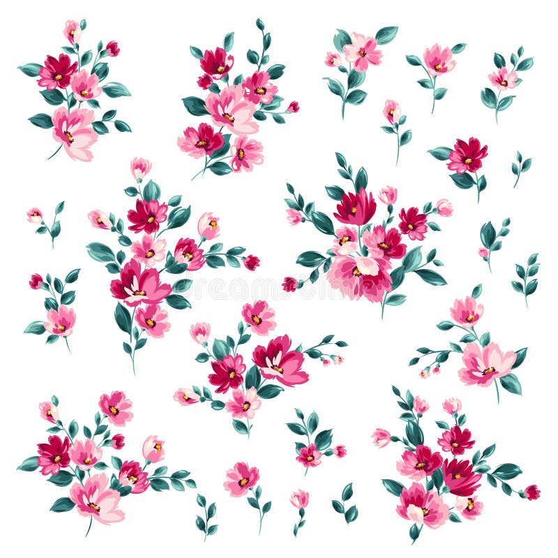 Floral Material Collection Ideal for Textile Design, Stock Vector ...