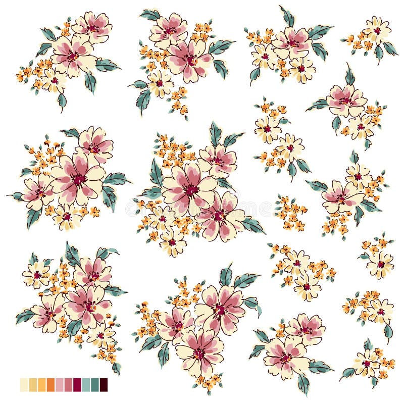 Floral Material Collection Ideal for Textile Design, Stock Vector ...
